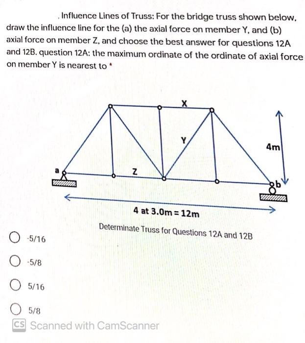 Solved Influence Lines of Truss: For the bridge truss shown | Chegg.com