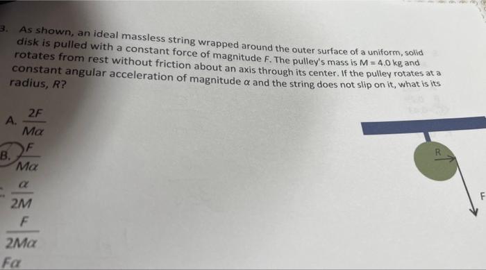 Solved 3. As shown, an ideal massless string wrapped around | Chegg.com