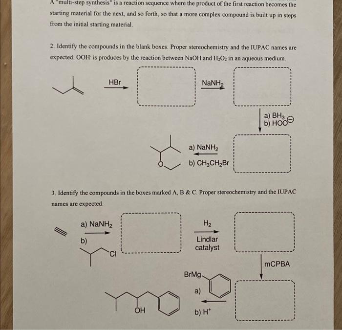 Solved A "multi-step synthesis" is a reaction sequence where | Chegg.com