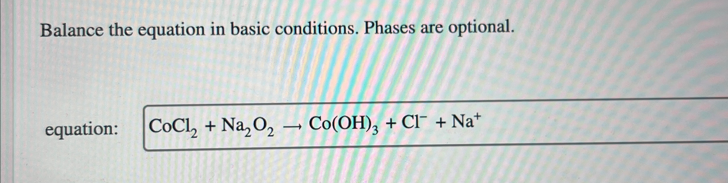 Solved Balance the equation in basic conditions. Phases are | Chegg.com
