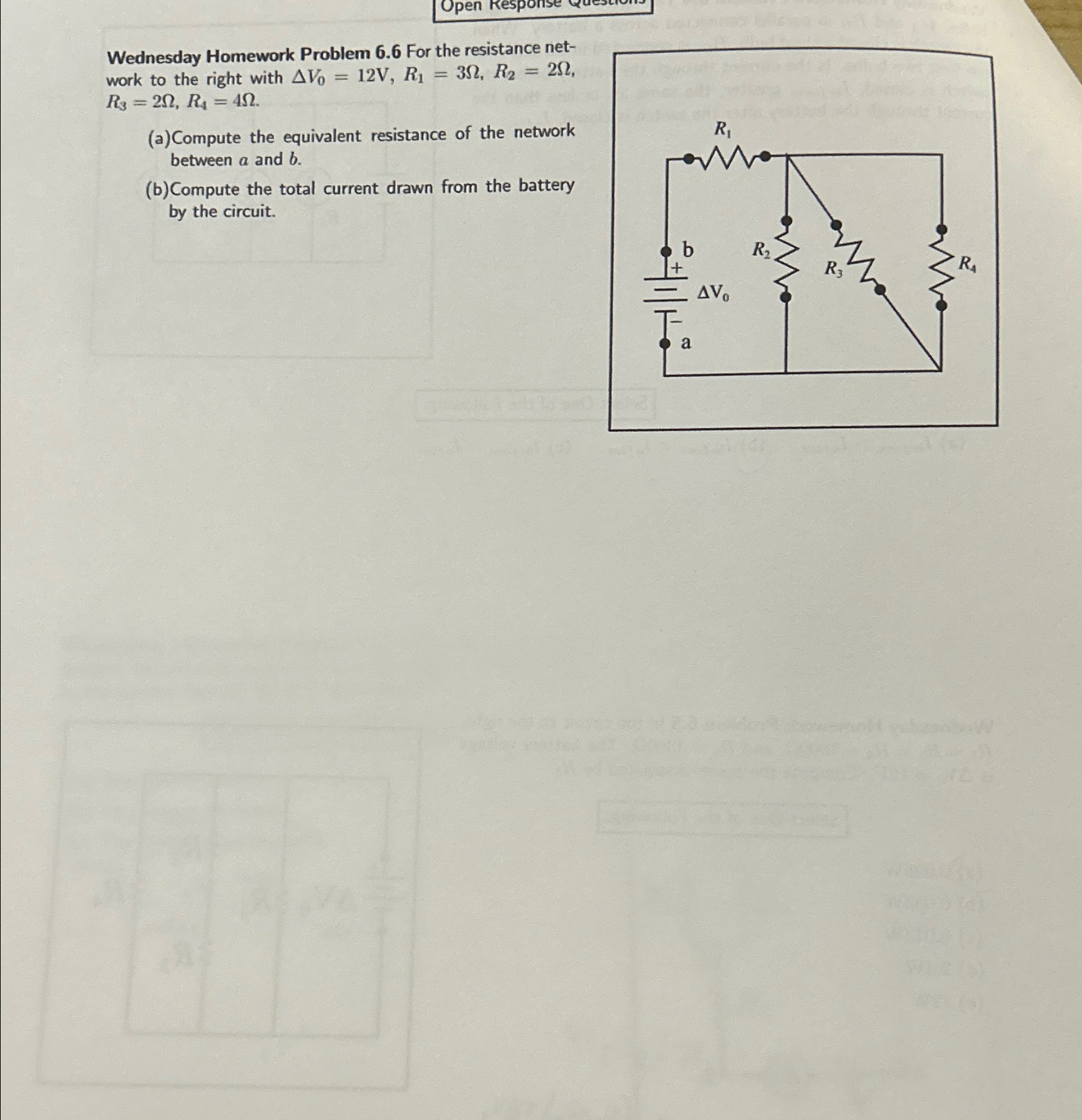 Solved Wednesday Homework Problem 6.6 ﻿For the resistance | Chegg.com