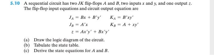 Solved 5.10 A sequential circuit has two JK flip-flops A and | Chegg.com