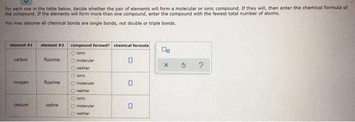 Solved For each row in the table below, decide whether the | Chegg.com