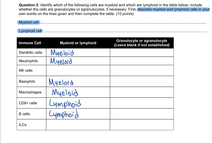 Solved Question 2: Identify which of the following cells are | Chegg.com