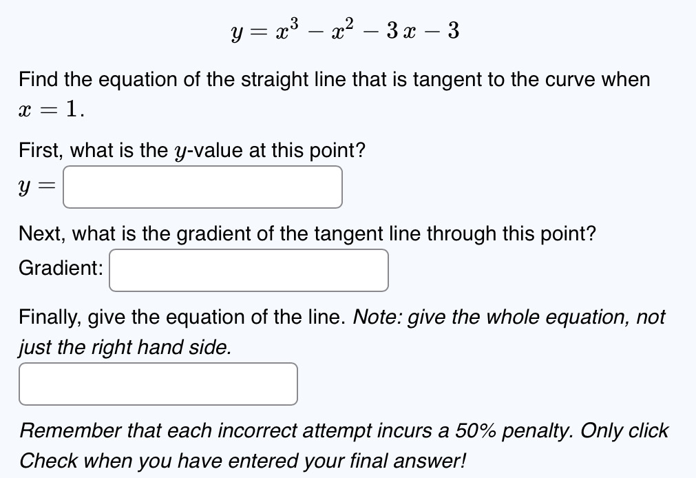 Solved y=x3-x2-3x-3Find the equation of the straight line | Chegg.com