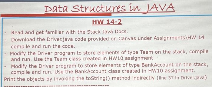 Solved - Read and get familiar with the Stack Java Docs. - | Chegg.com
