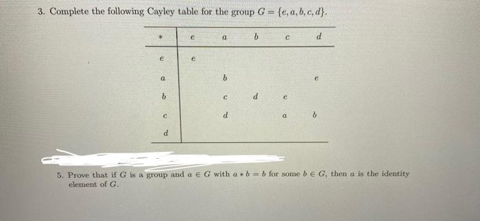 Solved 3. Complete the following Cayley table for the group | Chegg.com