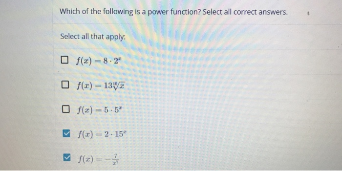 Solved Which of the following is a power function? Select | Chegg.com