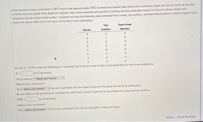 Solved 5 4 4 A Pew Research study conducted in 2017 found | Chegg.com