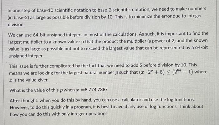 Solved In one step of base- 10 scientific notation to base- | Chegg.com