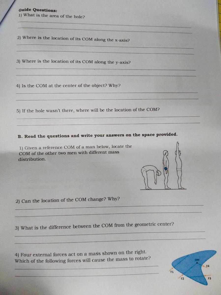 Solved GENERAL PHYSICS 1 ACTIVITY SHEET No. 15 Center of | Chegg.com