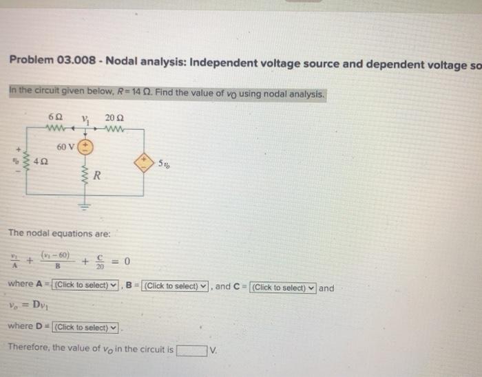 Solved + Problem 03.008 - Nodal analysis: Independent | Chegg.com