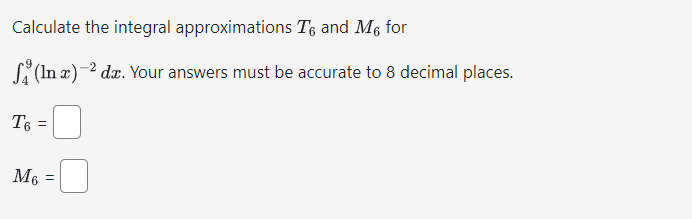 Solved Calculate the integral approximations T6 ﻿and M6 | Chegg.com