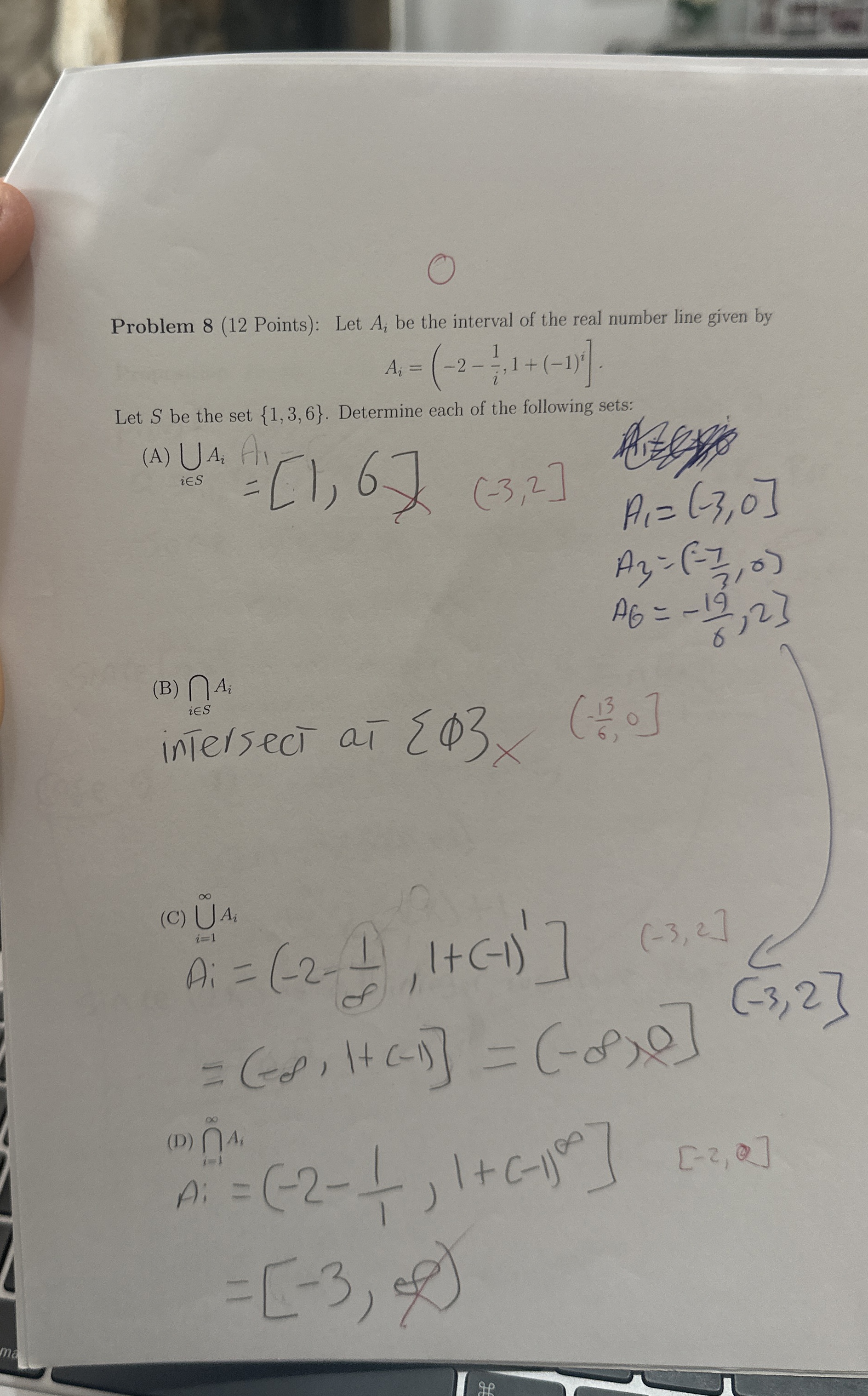 Problem 8 (12 ﻿Points): Let Ai ﻿be the interval of | Chegg.com
