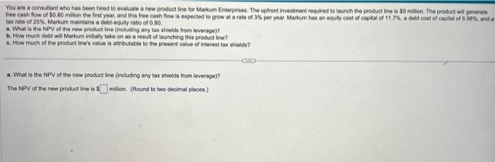Solved upfront inv: 9 Milfcf year one: .80 growing at a rate | Chegg.com