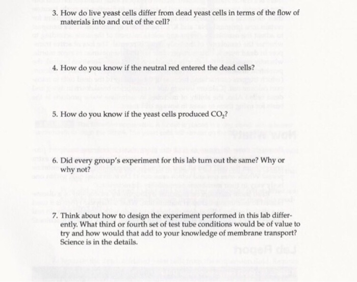 3. How do live yeast cells differ from dead yeast | Chegg.com