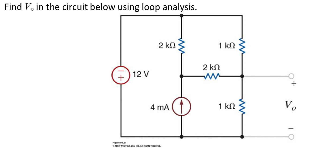 Solved Find Vo ﻿in the circuit below using loop analysis. | Chegg.com