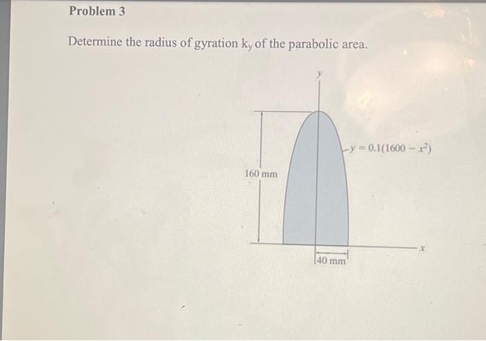 Solved Determine the radius of gyration ky of the parabolic | Chegg.com
