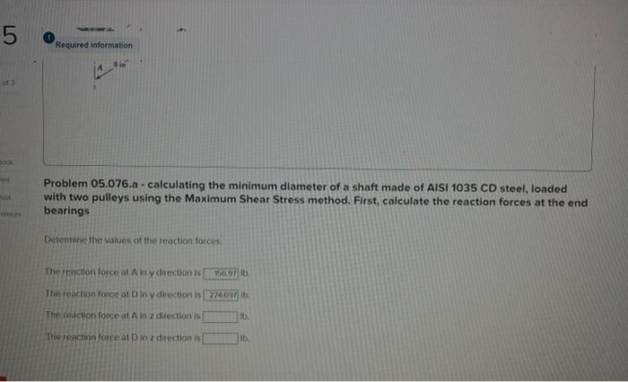 Solved Required informetion Problem 05.076 - calculating the | Chegg.com