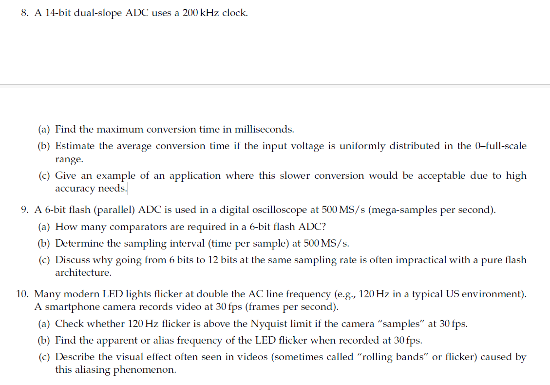 Solved A 14 -bit dual-slope ADC uses a 200 ﻿kHz clock. (a) | Chegg.com