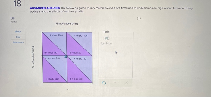 Solved 18 ADVANCED ANALYSIS The following game-theory matrix | Chegg.com