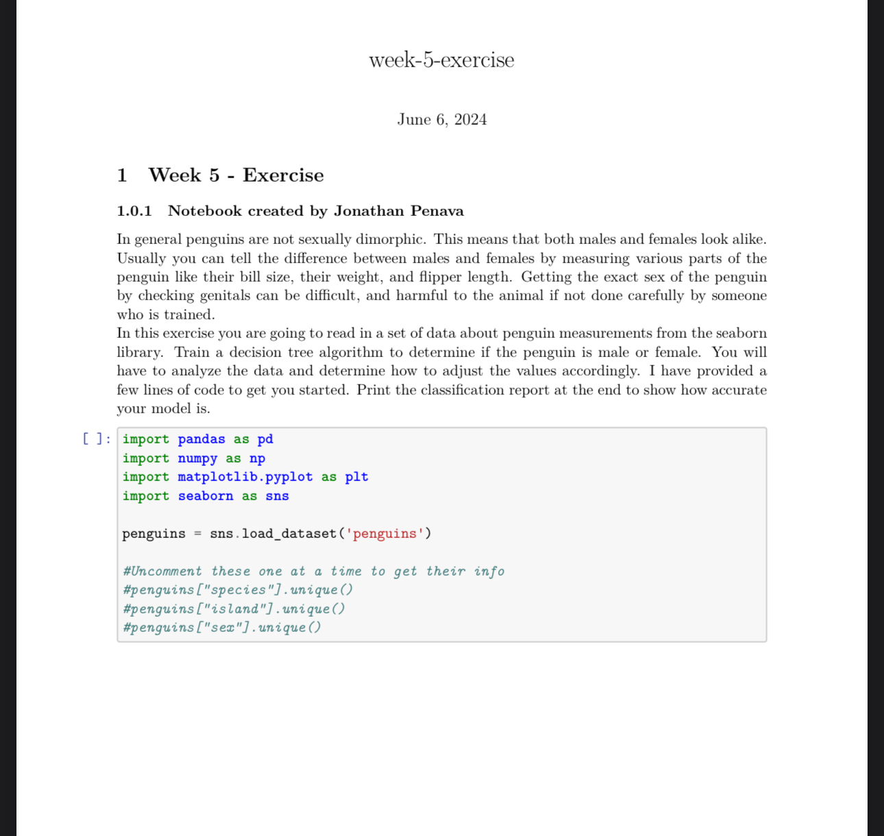 Solved week-5-exerciseJune 6, 20241 ﻿Week 5 - ﻿Exercise1.0.1 | Chegg.com