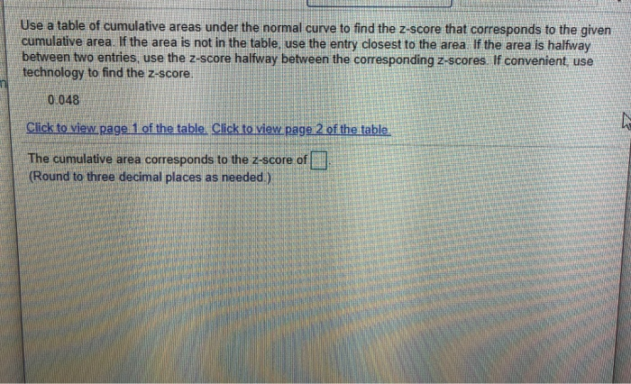 Solved Use a table of cumulative areas under the normal | Chegg.com