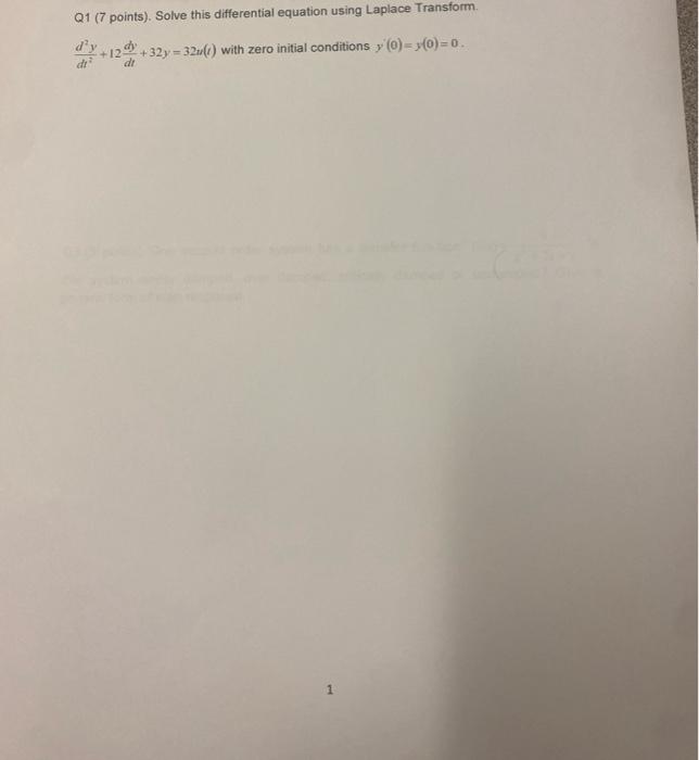 Solved Q1 (7 points). Solve this differential equation using | Chegg.com