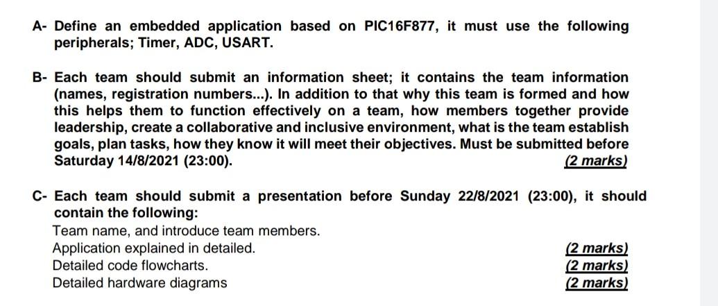 Solved A- Define an embedded application based on PIC16F877, | Chegg.com