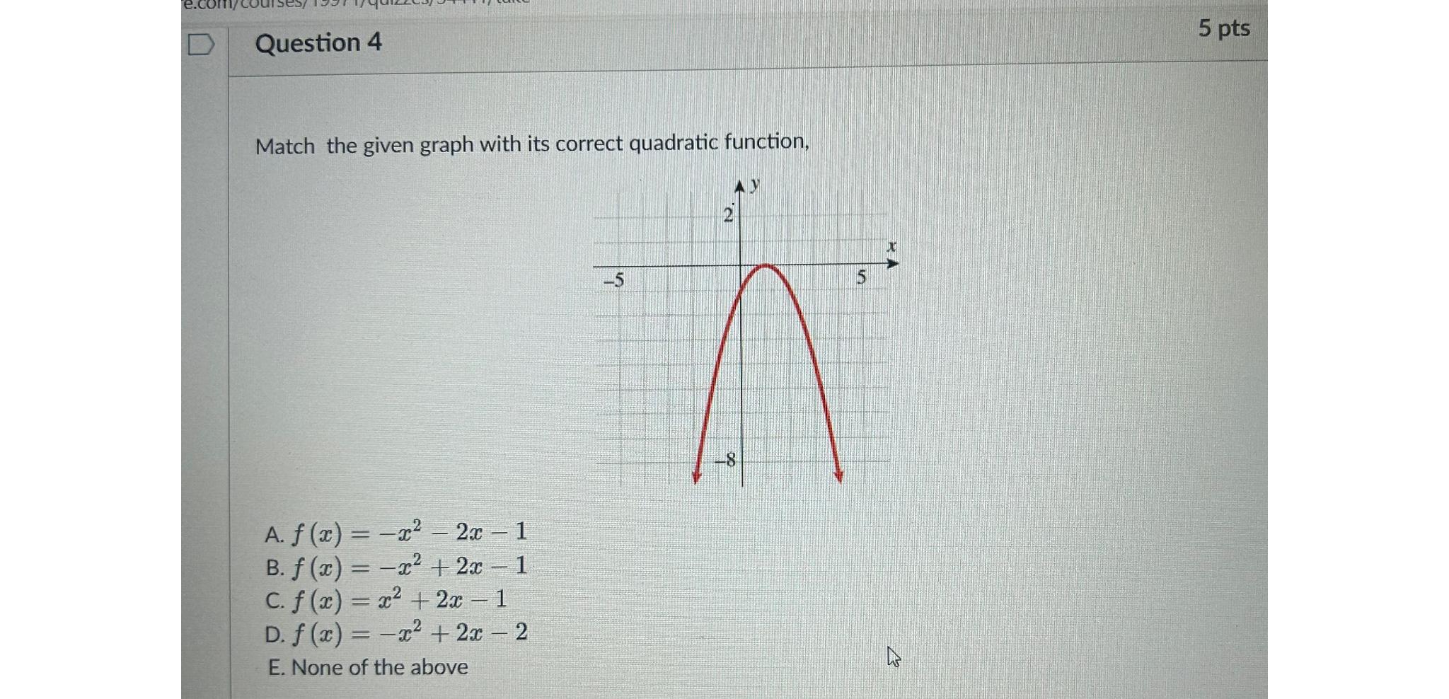 Solved Question 45ptsMatch the given graph with its correct | Chegg.com