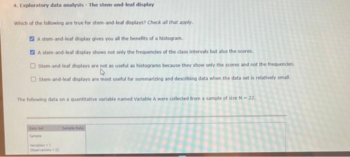 Solved 1. Exploratory data analysis - The stem-and-leaf | Chegg.com