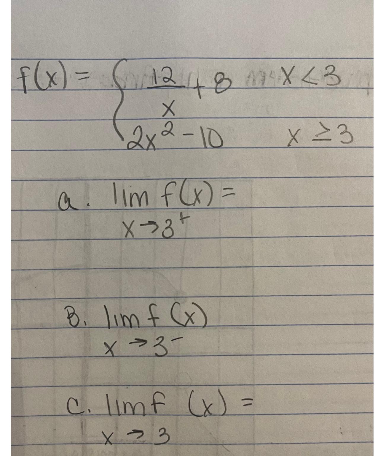 Solved f(x)={12x+8,x