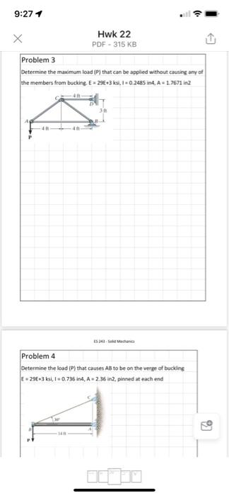 Solved Problem 3Determine the maximum load (P) that can be | Chegg.com