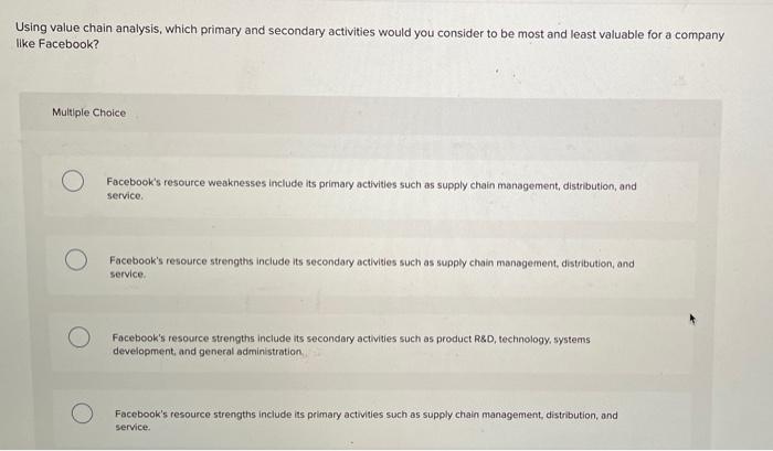 Solved Using value chain analysis, which primary and | Chegg.com