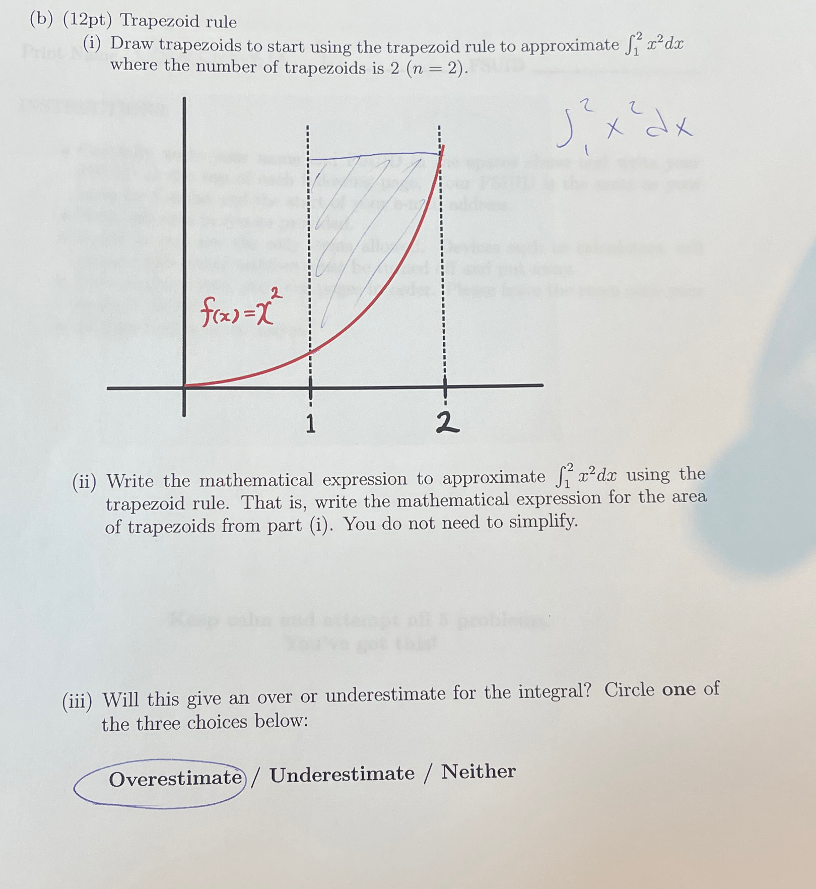 Solved (b) ) ﻿Trapezoid rule(i) ﻿Draw trapezoids to start | Chegg.com