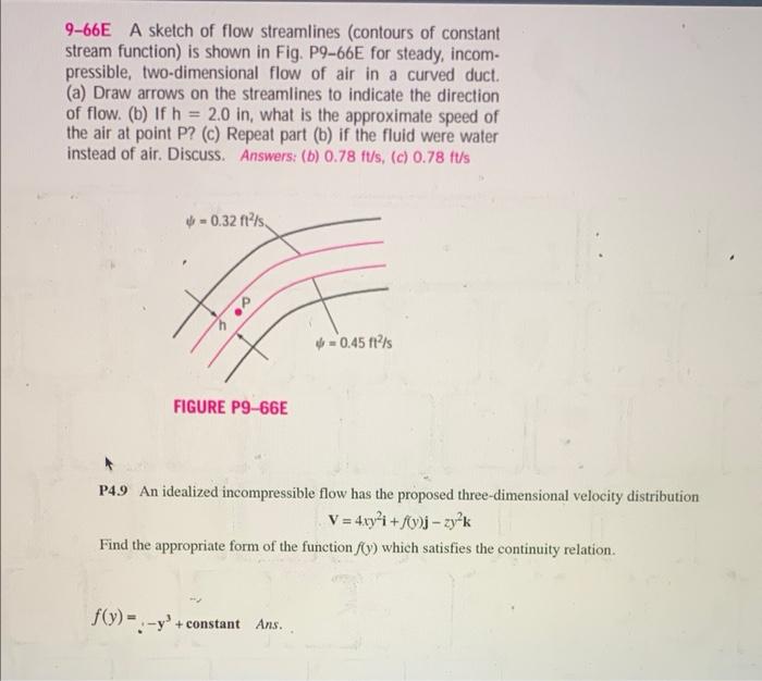 Solved 9-66E A sketch of flow streamlines (contours of | Chegg.com