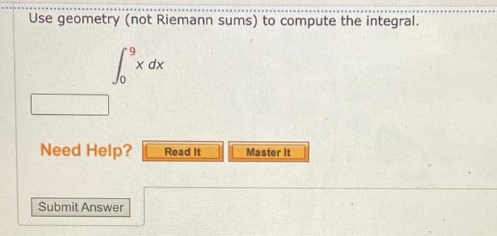 Solved Use geometry (not Riemann sums) to compute the | Chegg.com