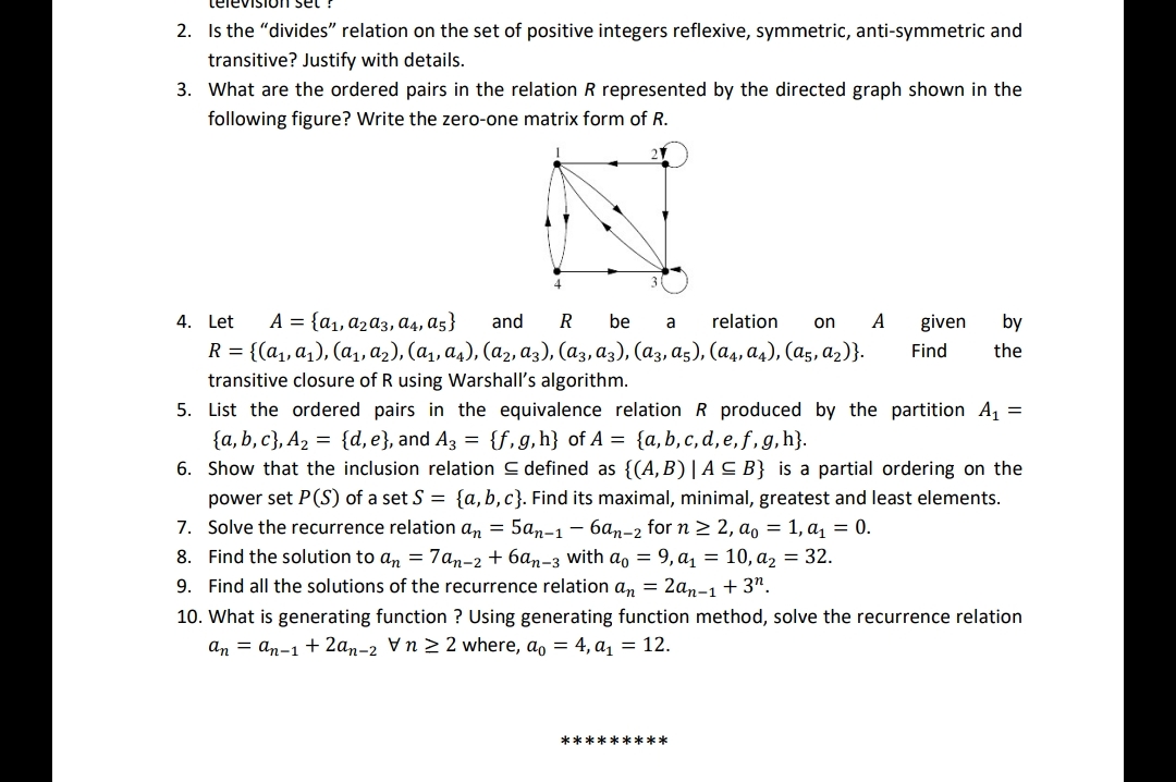 Solved Is the "divides" relation on the set of positive | Chegg.com
