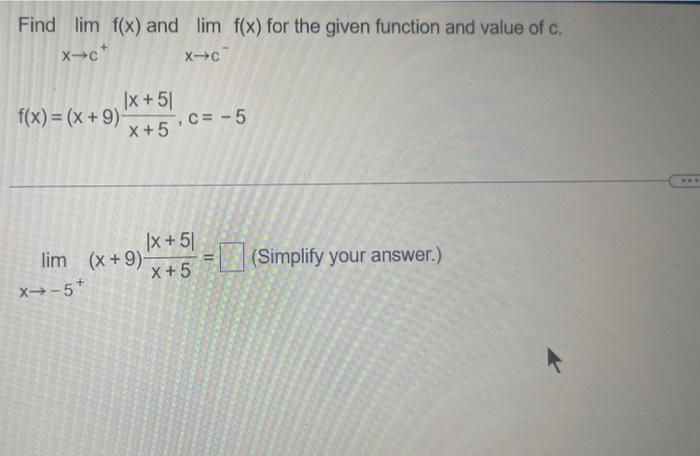 Solved Find limf(x) for the given function and value of c. | Chegg.com