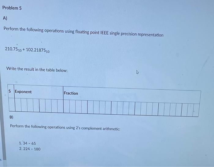 Solved Perform the following operations using floating point | Chegg.com
