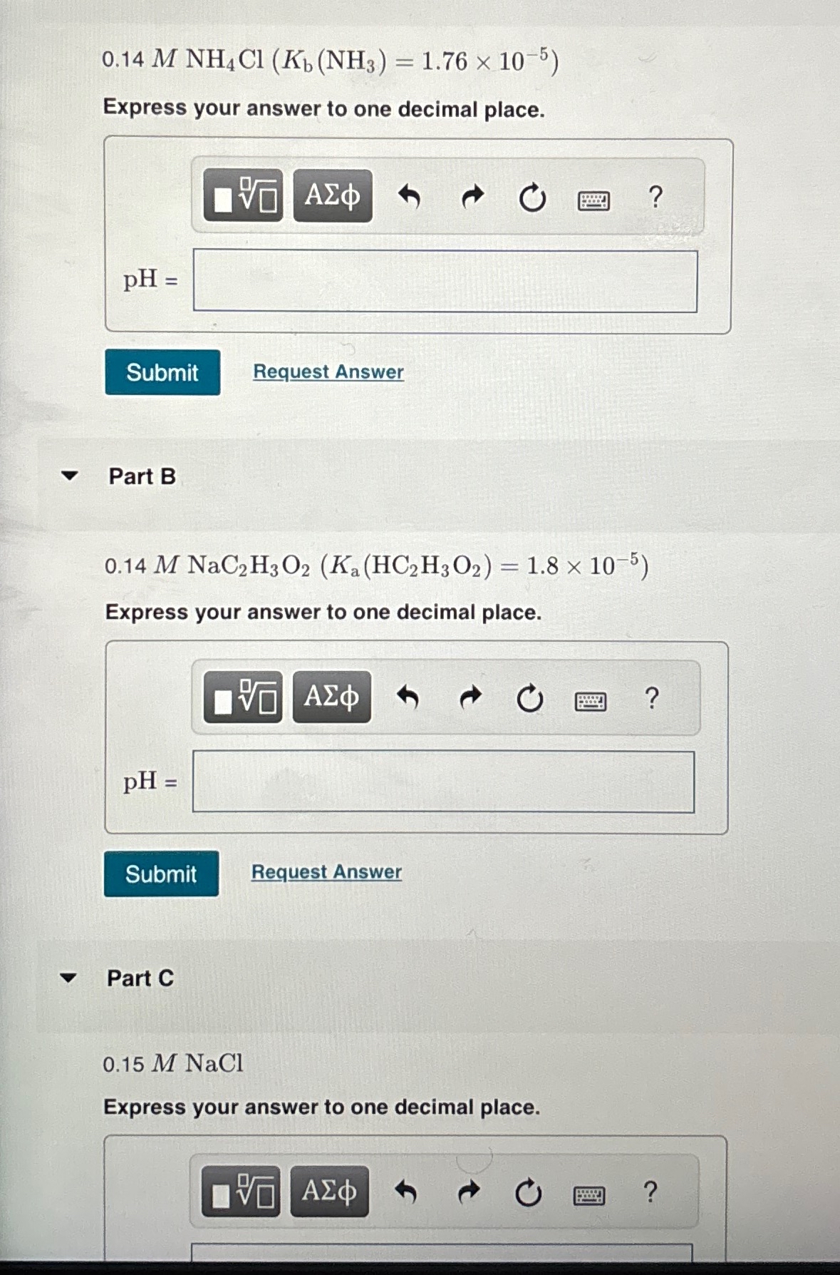 Solved Determine the pH of each solution | Chegg.com