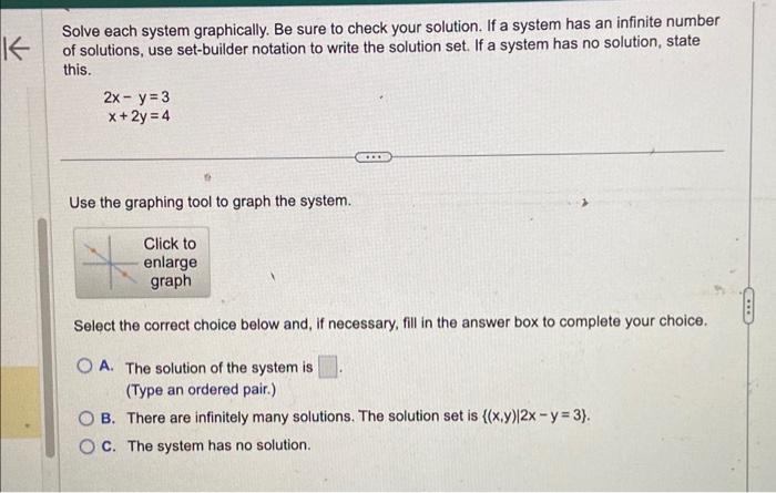 Solved Solve each system graphically. Be sure to check your | Chegg.com