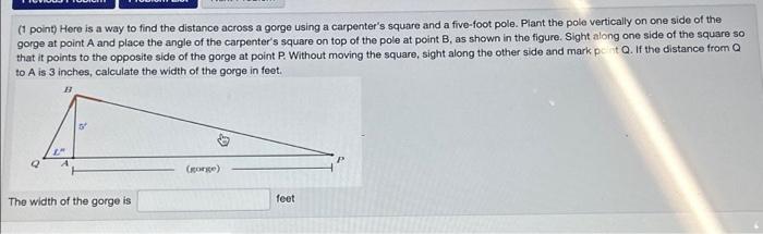 Solved (1 point) Here is a way to find the distance across a | Chegg.com