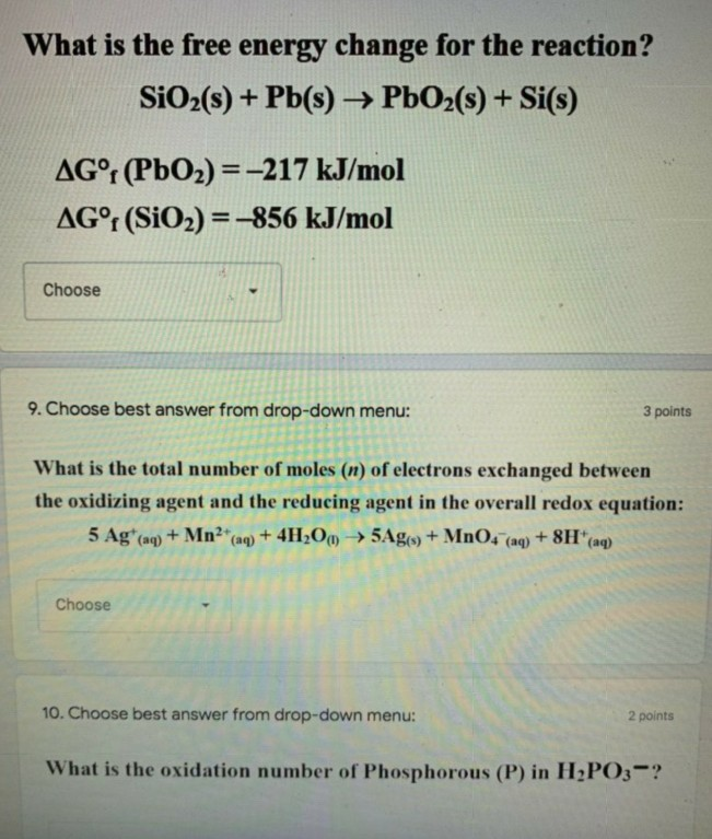 Solved What is the free energy change for the reaction? | Chegg.com