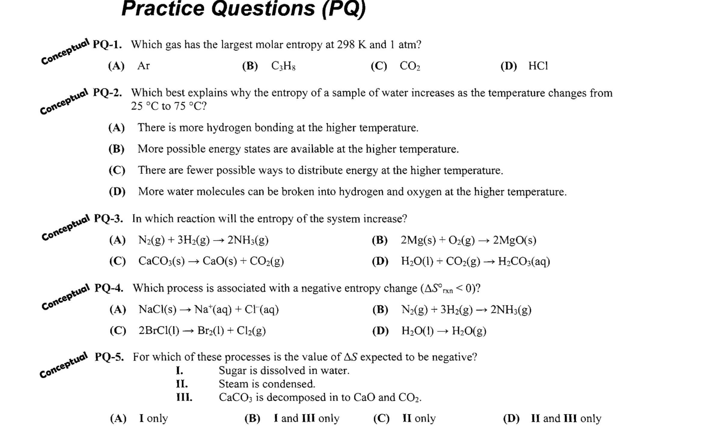 Solved Practice Questions (PQ)PQ-1. ﻿Which gas has the | Chegg.com