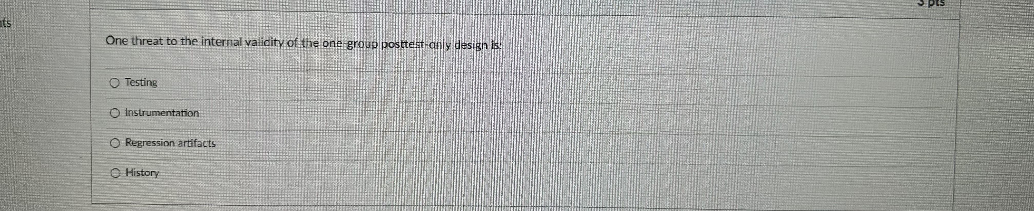 Solved One threat to the internal validity of the one-group | Chegg.com