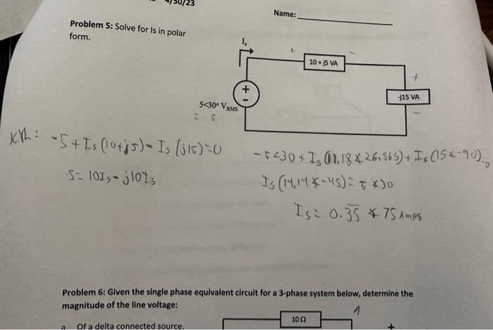 Solved Name: Problem 5: Solve for is in polar form. | Chegg.com
