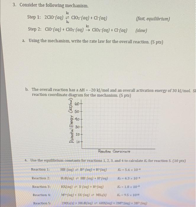 Solved 3. Consider the following mechanism. Step 1: | Chegg.com