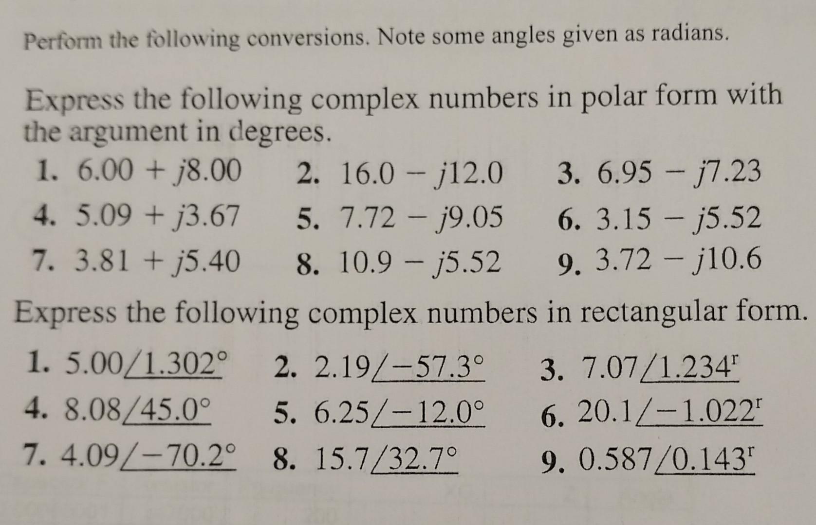 Solved Perform the following conversions. Note some angles | Chegg.com