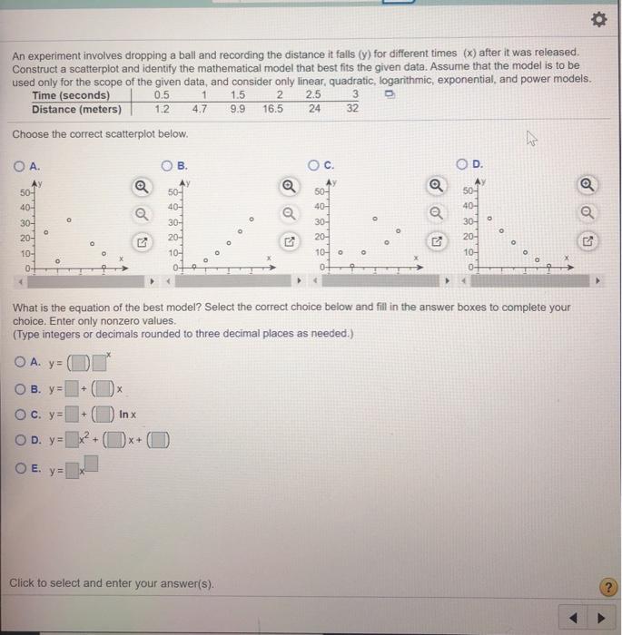 Solved An experiment involves dropping a ball and recording | Chegg.com